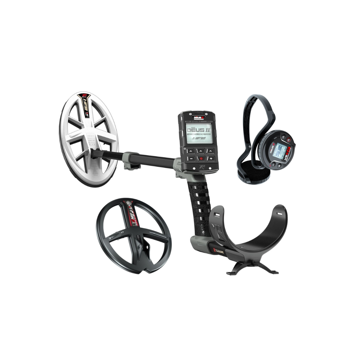 XP DEUS II RC Metal Detector FMF HF2 Elliptical Coil Combo and WS6 Hea ...